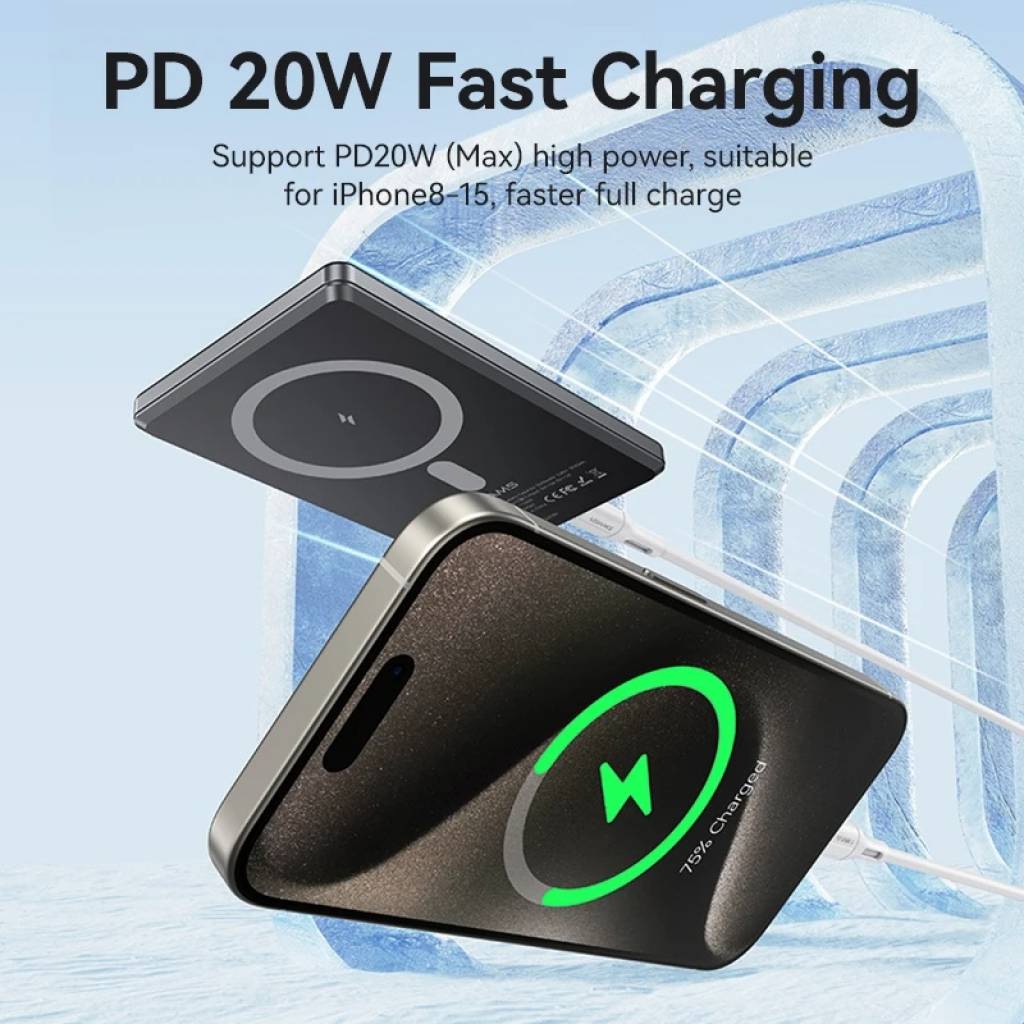CD220 - PB73 Power Bank Magnético 5.000mAh PD20W Gris USAMS